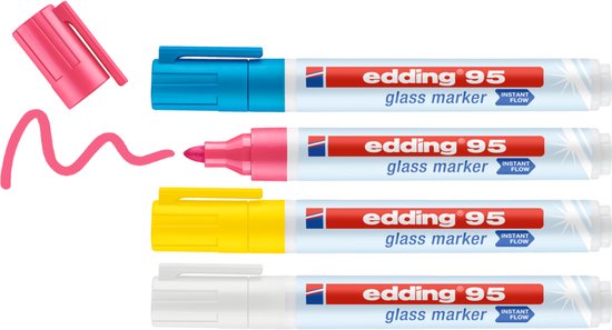 Edding 95 glasmarker set 4 kleuren licht | bol.com