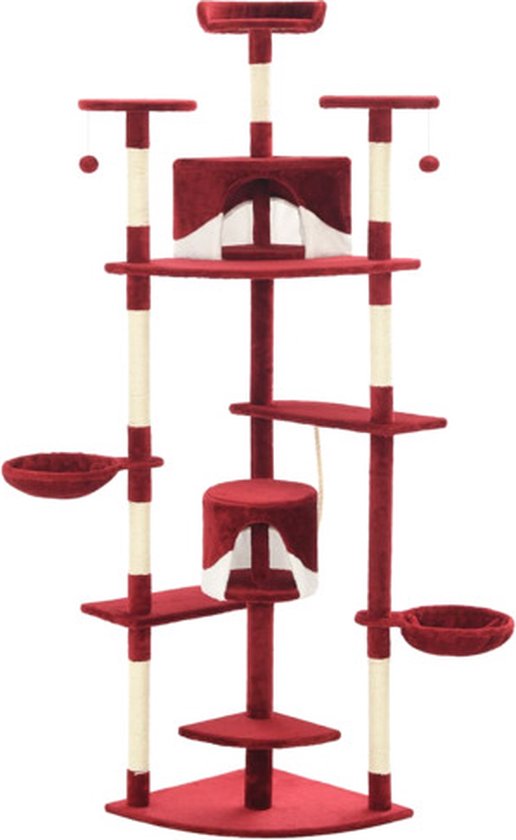 VDXL Kattenkrabpaal met sisal krabpalen 203 cm rood en wit | bol.com