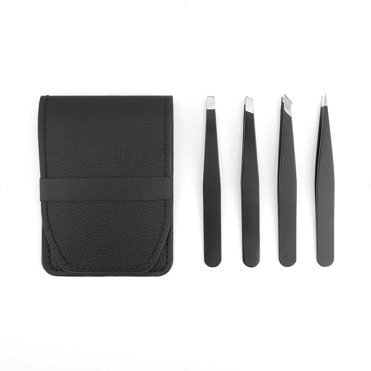 Pincet set van 4 in lederen hoesje - epileer pincet / splinter pincet ...