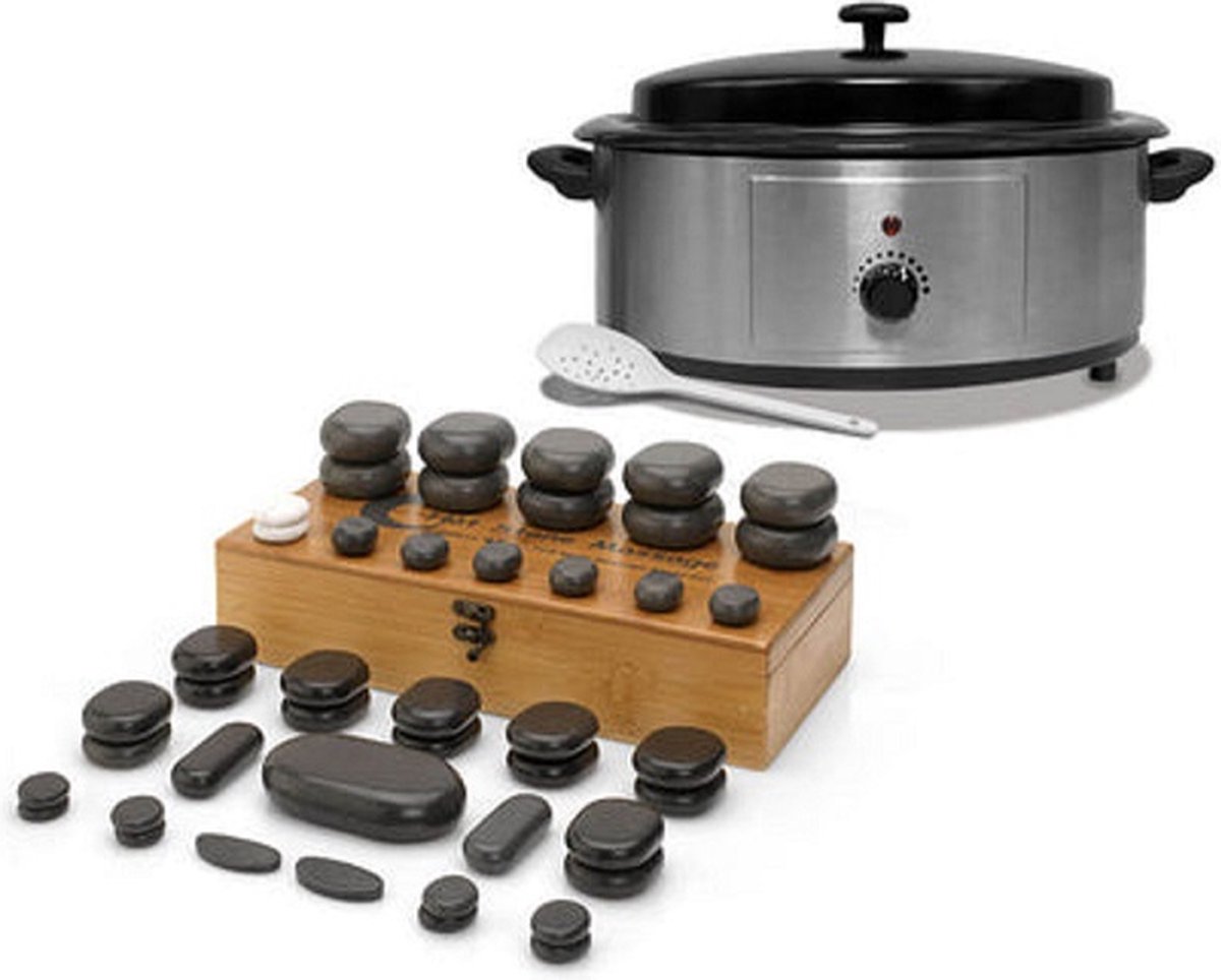 Hotstone SET hotstone pan 18 Liter + 45 basalt stenen | Hotstone heater ...