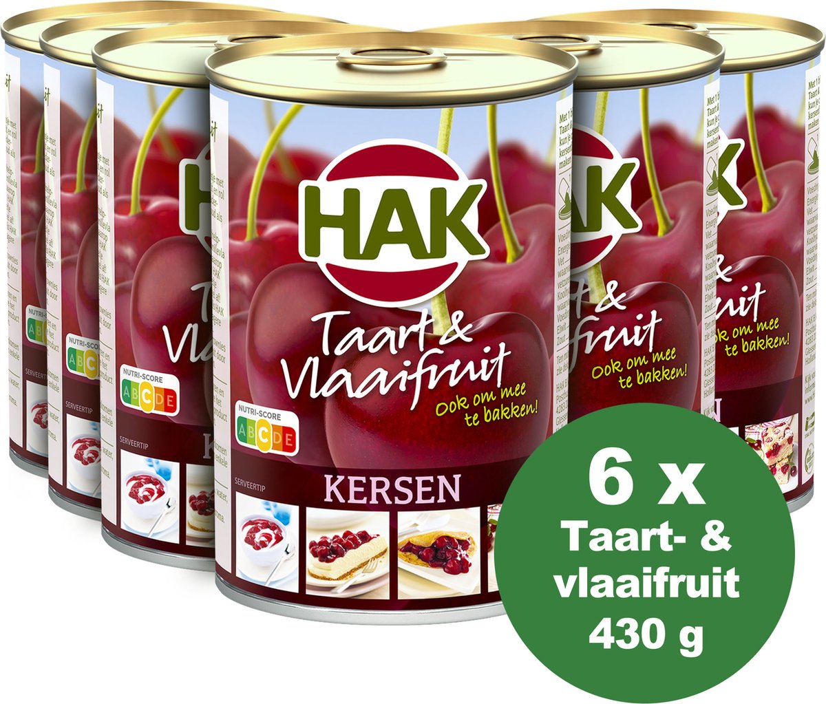HAK Taart- & Vlaaifruit Kersen - Tray 6x430 gram - Gemaksgroenten ...