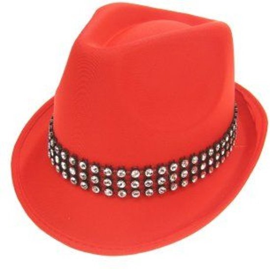 Rode hoed met strass band, Themafeest, Toppers | bol