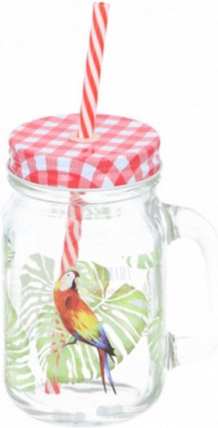 mason jar vogel 130 ml glas rood | bol.com