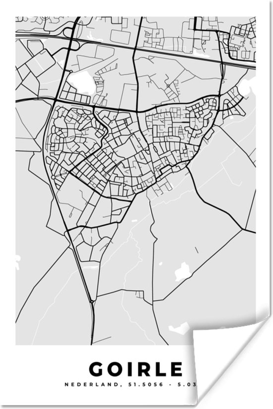 Poster Goirle - Plattegrond - Kaart - Stadskaart - 60x90 cm | bol