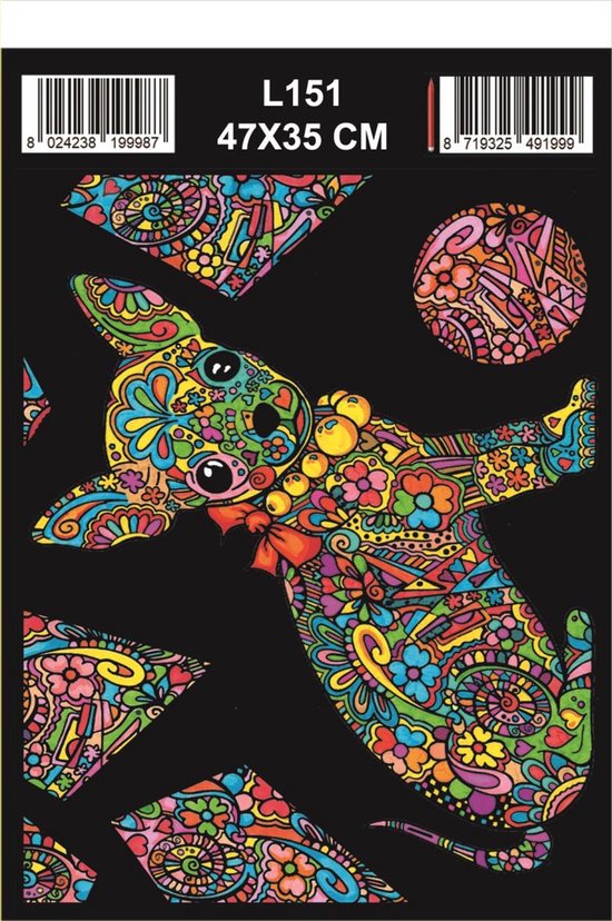 Color Velvet - Fluwelen kleurplaat L151 hondje met stiften | bol.com