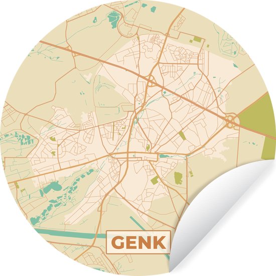 Behangcirkel - België - Kaart - Genk - Stadskaart - Plattegrond - 50x50 ...