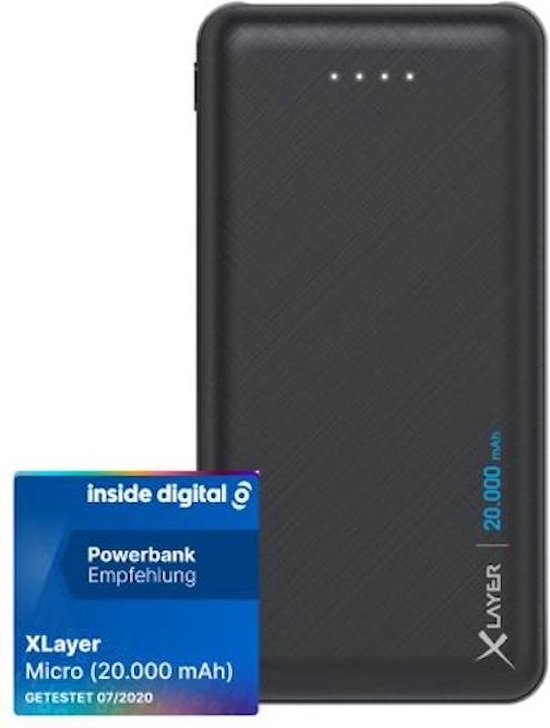 Xlayer Powerbank Micro Black - 20000mAh powerbank LiPo - 2 x USB - 1 x ...