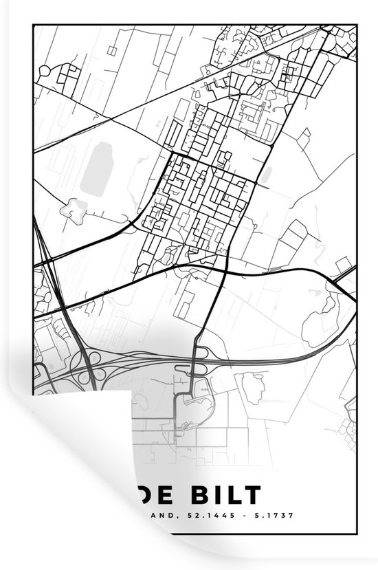 Muurstickers - Sticker Folie - Plattegrond - De Bilt - Kaart ...