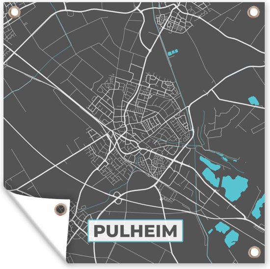 Tuin poster Stadskaart – Kaart – Pulheim – Blauw – Duitsland ...