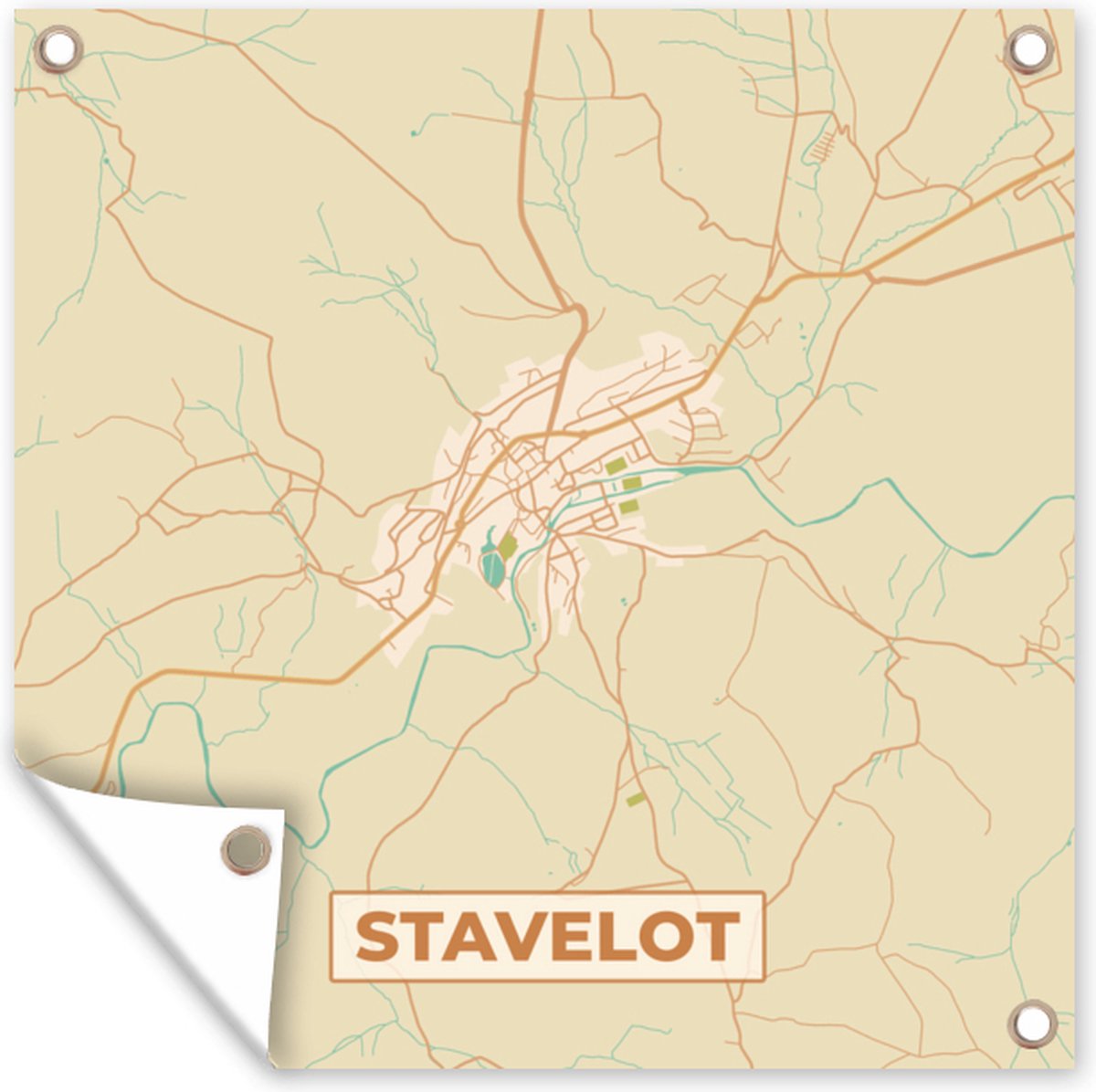 Tuindoek Stadskaart - Plattegrond - Vintage - Kaart - Stavelot ...