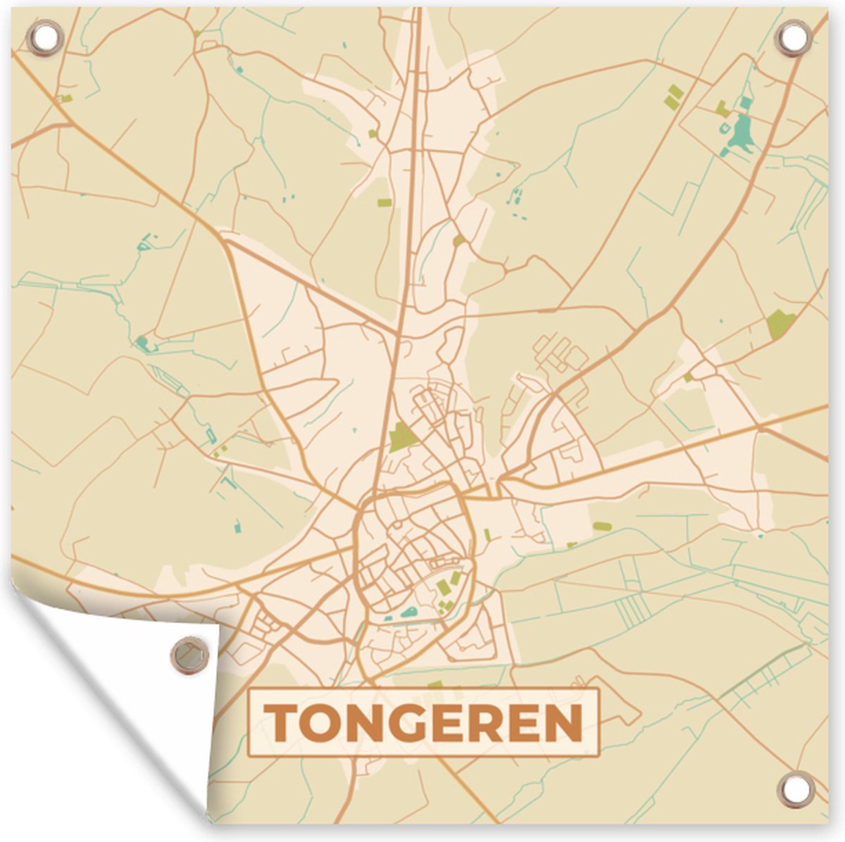 Tuinposters Retro - Tongeren - Kaart - Plattegrond - Stadskaart - 50x50 ...