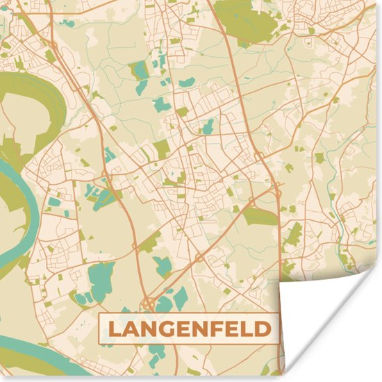 Poster Langenfeld - Plattegrond - Vintage - Kaart - Stadskaart - 30x30 ...