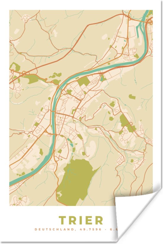 Poster Trier - Plattegrond - Kaart - Stadskaart - Vintage - 20x30 cm | bol