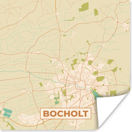 Poster Plattegrond - Bocholt - Stadskaart - Vintage - Kaart - 50x50 cm ...