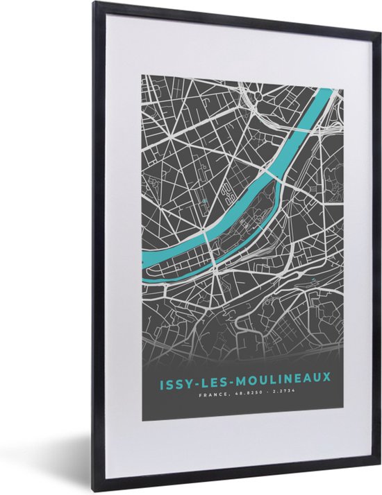 Fotolijst incl. Poster - Issy-les-Mouineaux - Frankrijk - Stadskaart ...