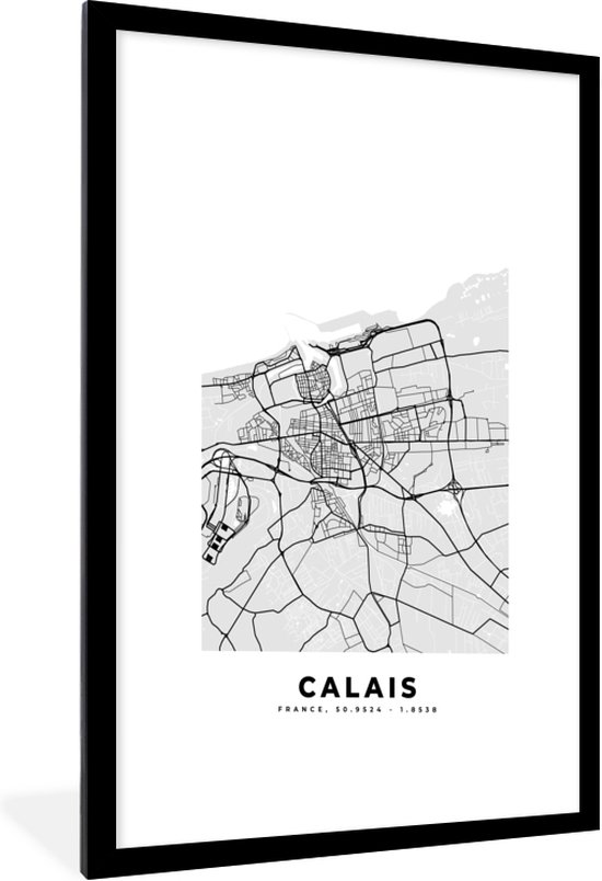 Fotolijst incl. Poster - Plattegrond - Kaart - Stadskaart - Frankrijk ...