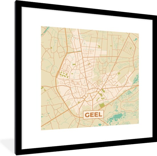 Fotolijst incl. Poster - Kaart - Retro - Stadskaart - Plattegrond ...