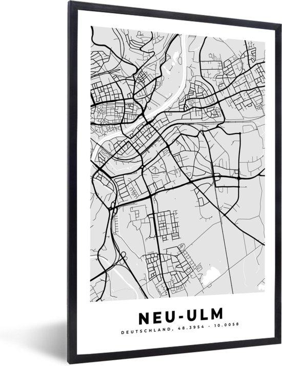 Fotolijst incl. Poster - Kaart - Duitsland - Neu-Ulm - Plattegrond ...