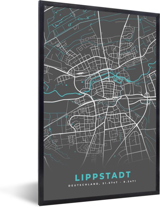 Fotolijst incl. Poster - Kaart – Plattegrond – Stadskaart – Lippstadt ...