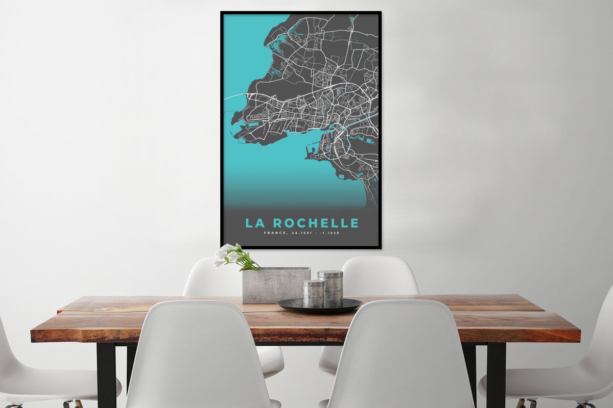 Fotolijst incl. Poster - Kaart - Plattegrond - Stadskaart - Frankrijk ...