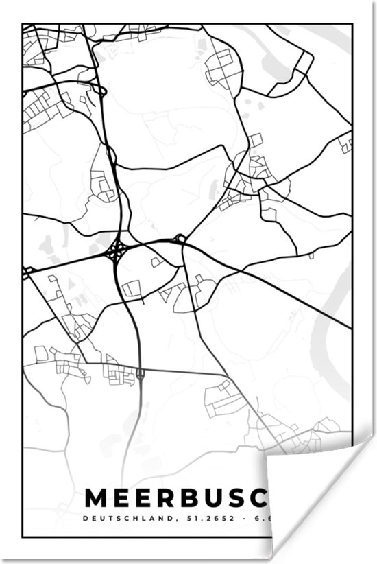 Poster Meerbusch - Plattegrond - Kaart - Stadskaart - 20x30 cm | bol.com