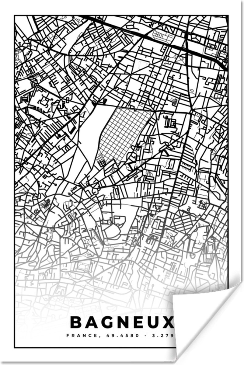 Affiche Plan de ville - Plan d'étage - Carte - France - Bagneux - Zwart ...