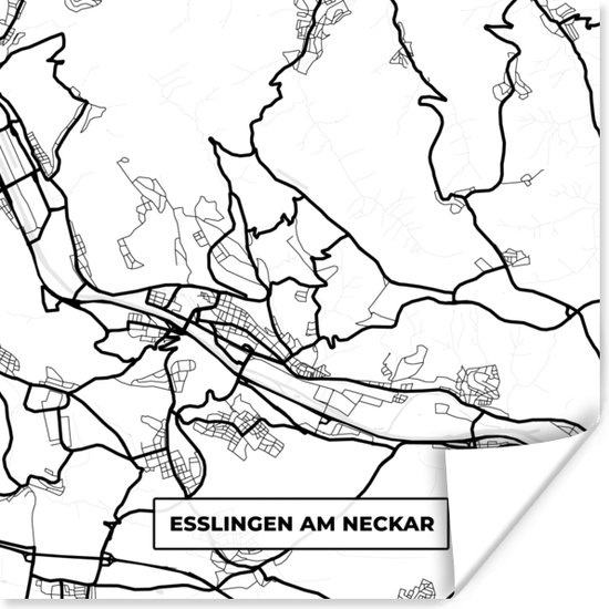 Poster Esslingen am Neckar - Plattegrond - Kaart - Stadskaart - 50x50 ...
