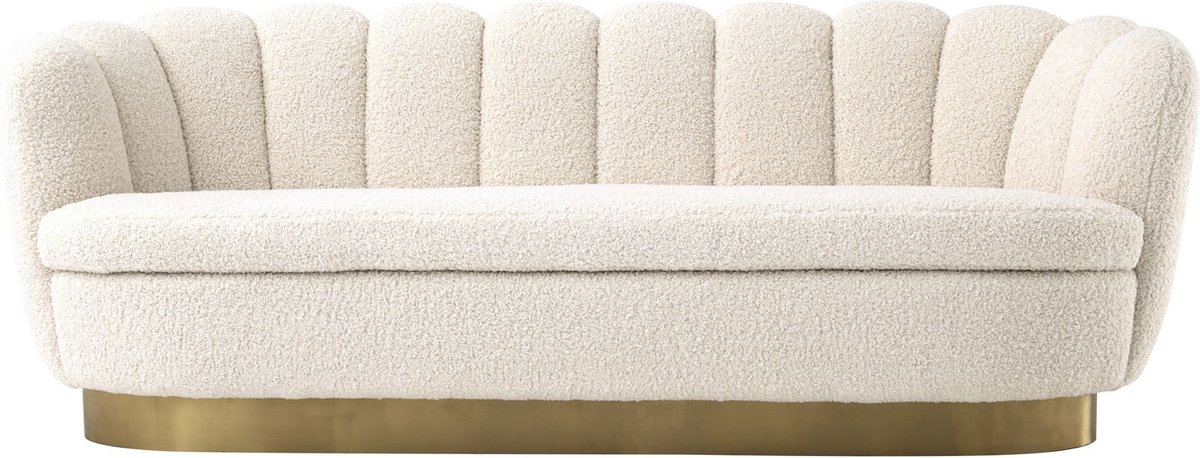 Luxe Schelpenbank – Teddystof – Met Gouden Poot – Beige – 75 x 228 cm ...