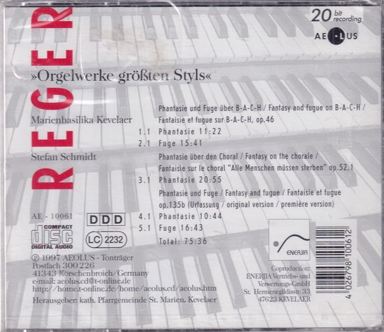 Stefan Schmidt - Reger: Orgelwerke Größten Styls (CD), Stefan Schmidt ...