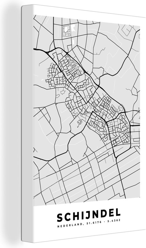 Canvas Schilderij Schijndel - Kaart - Plattegrond - Stadskaart - 80x120 ...