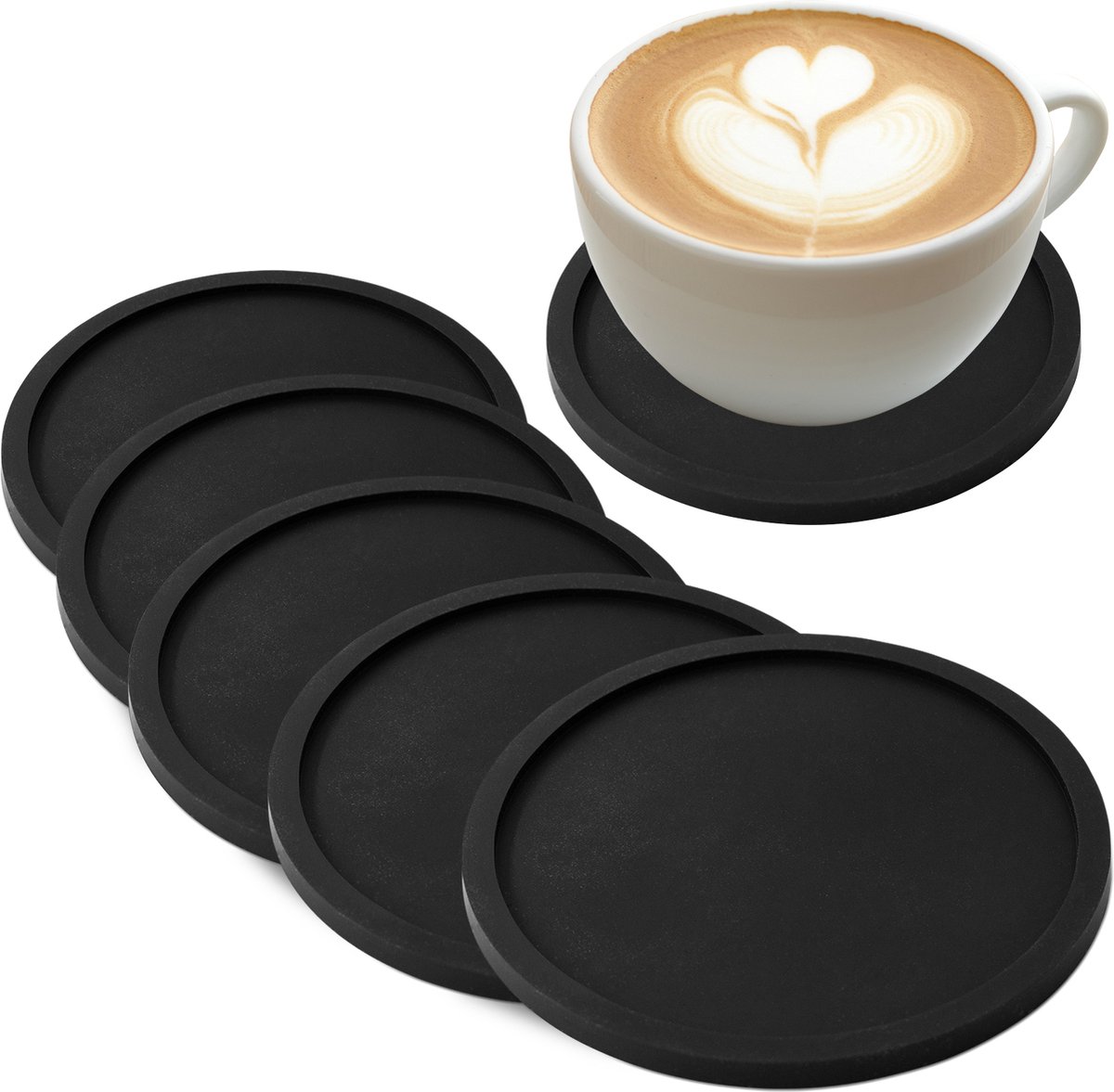 Joejis Onderzetter set van 8 zwarte siliconen onderzetters 10 cm | bol.com