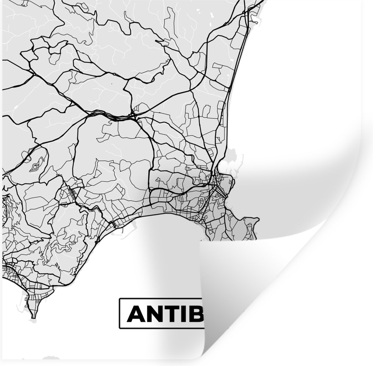 Stickers muraux - Carte - Plan de ville - Antibes - Carte - France ...