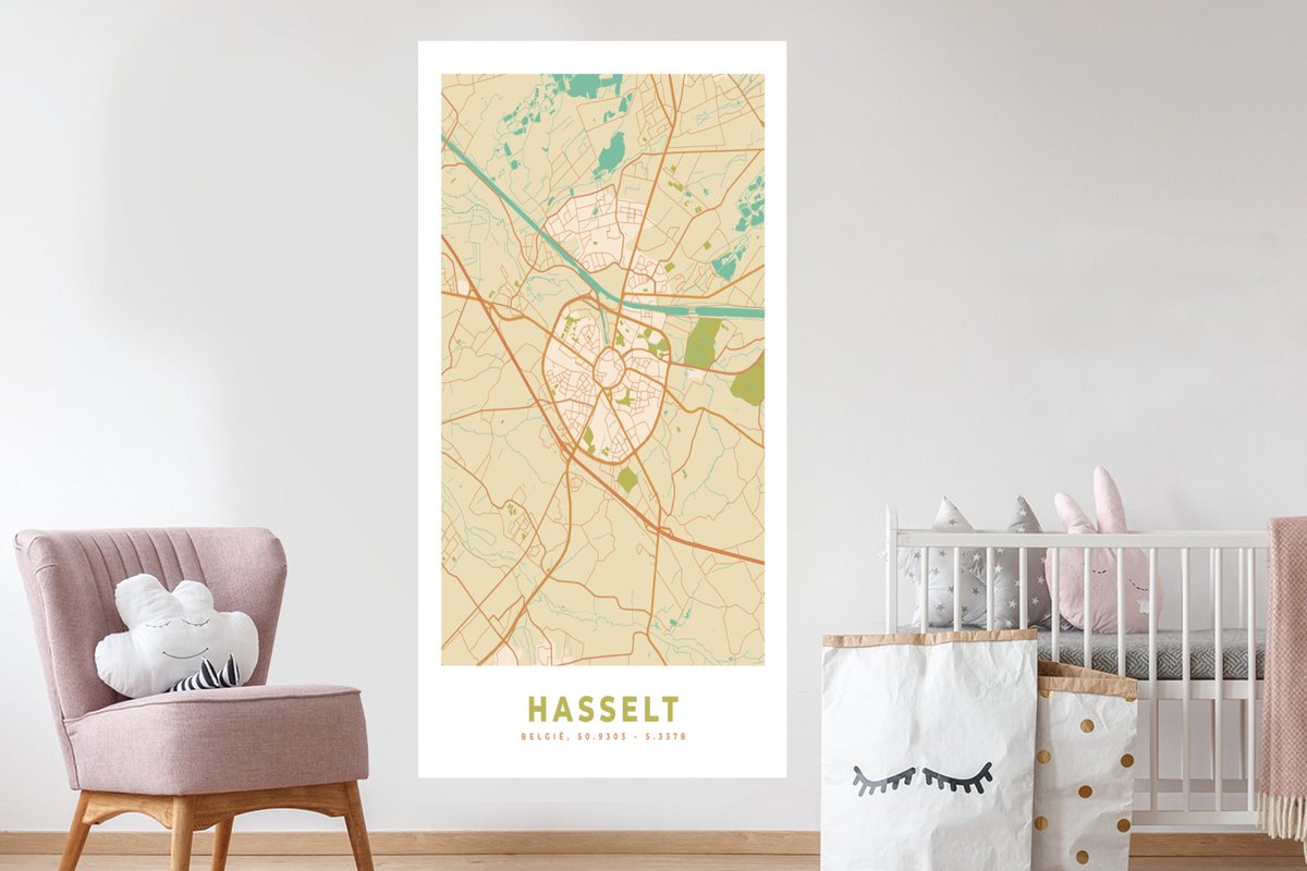Muurstickers - Kaart - België - Hasselt - Plattegrond - Stadskaart ...