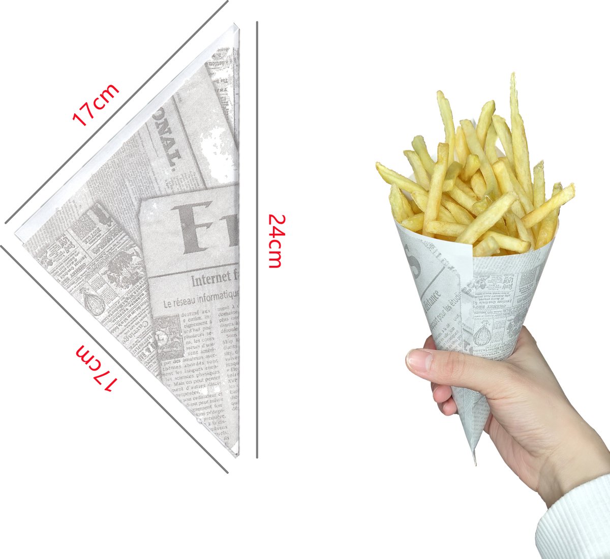 Rainbecom - 100 pièces - 17 x 17 x 24 cm - Sachet frites - Sachet ...