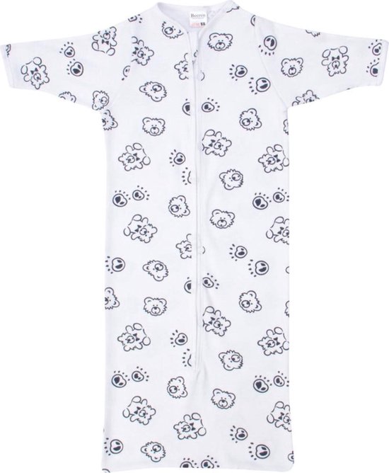 Beeren Bodywear Unisex Slaapzak interlock - Wit Beertje Navy - Maat 50/68 70 Cm | bol.com