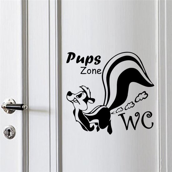 Wc sticker met stinkdier pups zone - sticker wc - sticker voor wc - wc ...