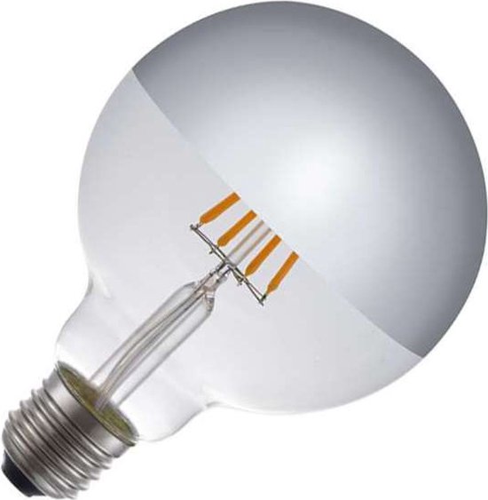 SPL LED Filament Globe Kopspiegel (ZILVER) - 4W / DIMBAAR | bol