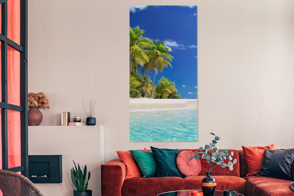 OneMillionCanvasses - Canvas - Strand - Zee - Palmboom - 80x160 cm - Canvas schilderij... | bol.com