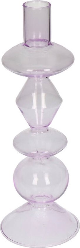 Cactula glazen kandelaar Lila 9 x 9 x 25 cm | bol
