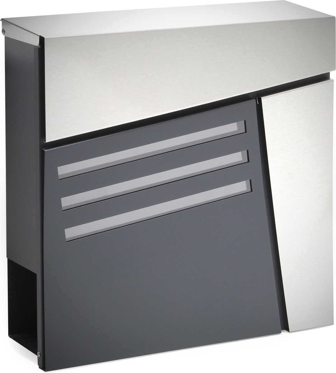 Modern design brievenbus met krantenrol V25 antraciet - wandbrievenbus ...