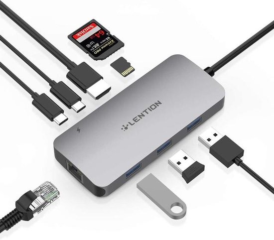 Multi USB Hub Adapter Dock - USB-C Ingang (Grijs) | bol.com