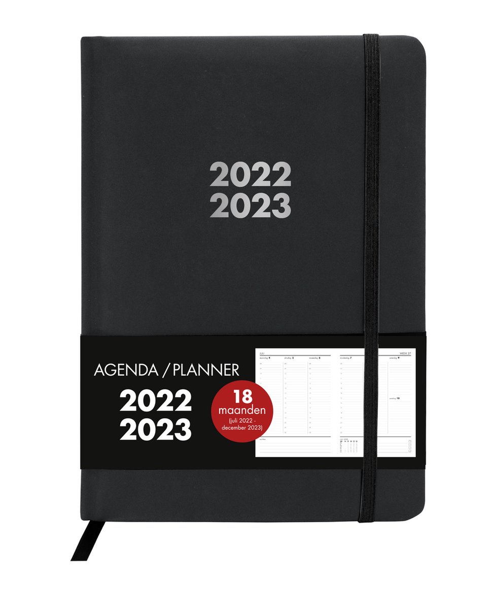 Verhaak Planner agenda A5 - 2022-2023 - Luxe kaft - Zwart - Inhoud 18 ...