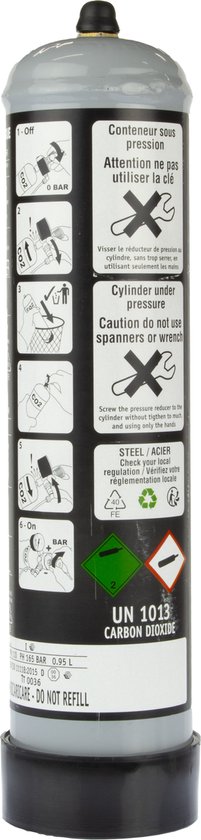 O-water cartridge - CO2 tbv CO2-MACHINE - dispenser - 600 gram - 150 ...