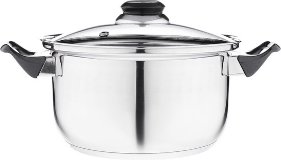 Kookpot Ø20cm, 2.9L, glazen deksel, roestvrij staal | bol.com
