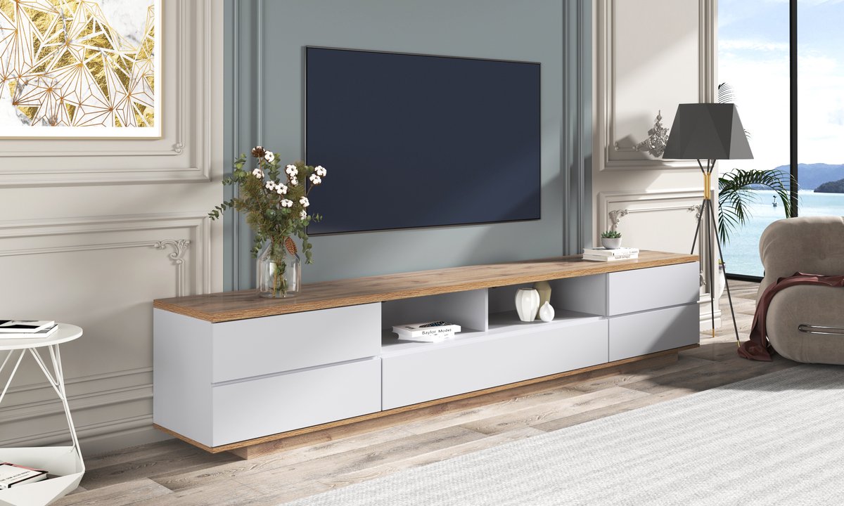 Moderne tv-kast -Midden-eeuwse moderne tv-standaard -Houten tv-console ...