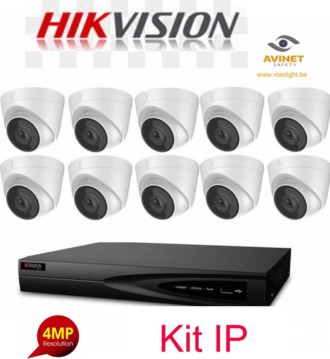 HIKVISION 4 MP IP-Beveiligingscamerasysteem met 16 CH Poe HD NVR en 10 ...
