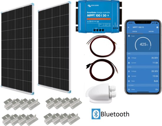 Bluetooth Set Vast Zonnepaneel 350Wp Caravan, Camper, Boot, Tent - MPPT ...