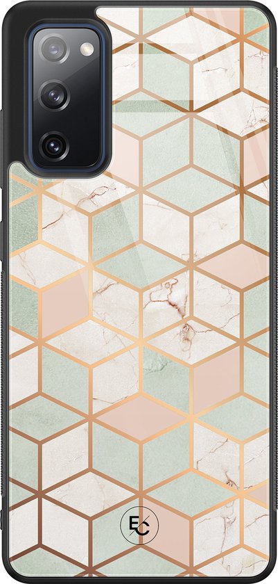 Hoesje geschikt voor Samsung Galaxy S20 FE - Pastel kubus - Hard Case Zwart - Print -... | bol
