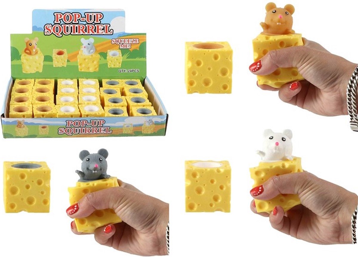 Squeeze muis pop up 5cm in blokje kaas - Anti Stress - Squish Fidget ...