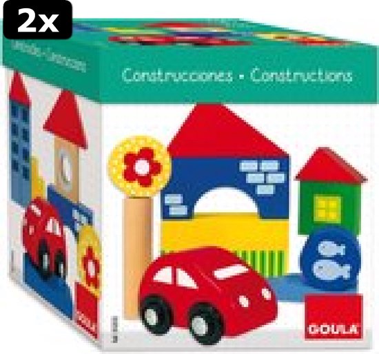 2x Goula Houten Blokken met Auto - 26 Stuks | bol.com